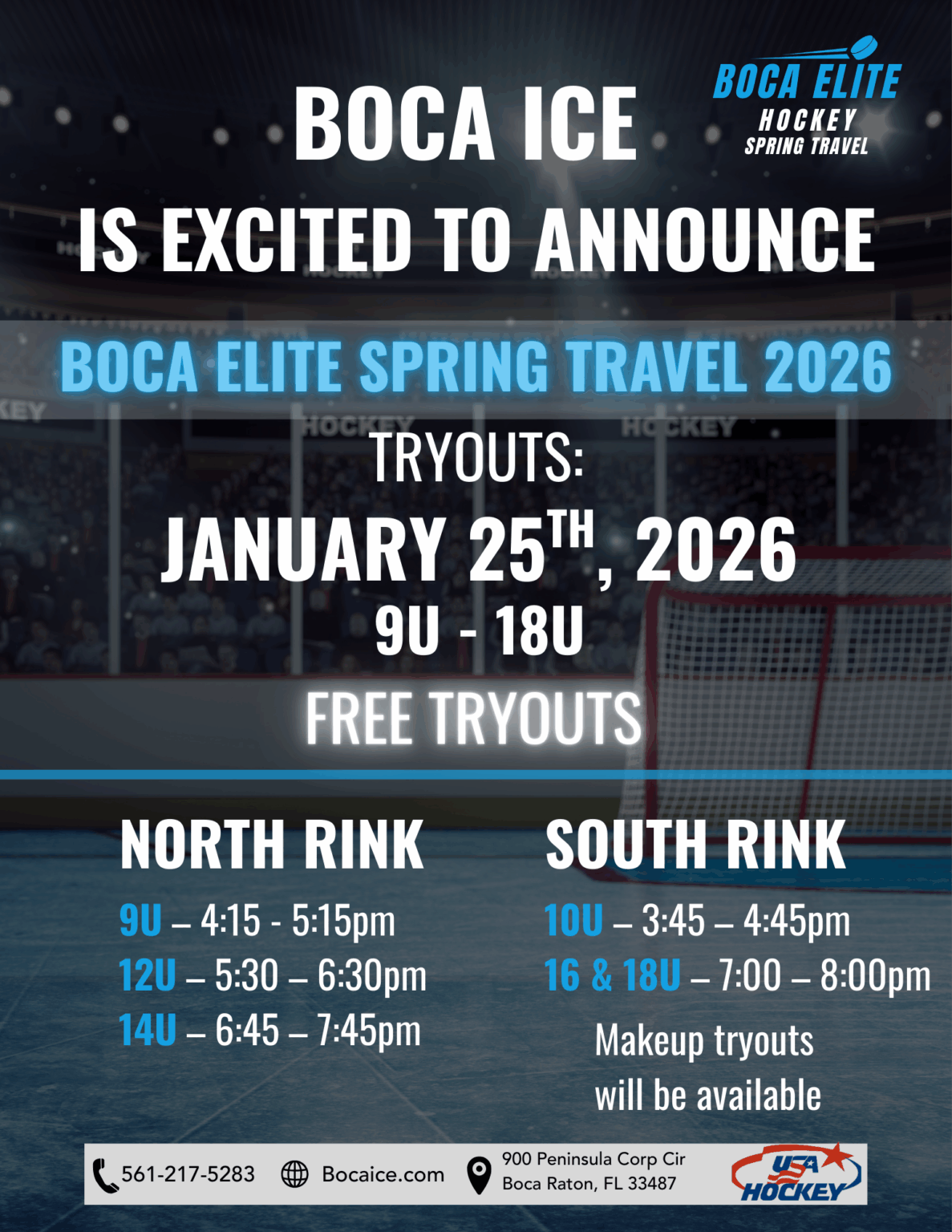 Boca Elite Travel Tryouts - Boca Ice - South Florida’s Newest Indoor ...