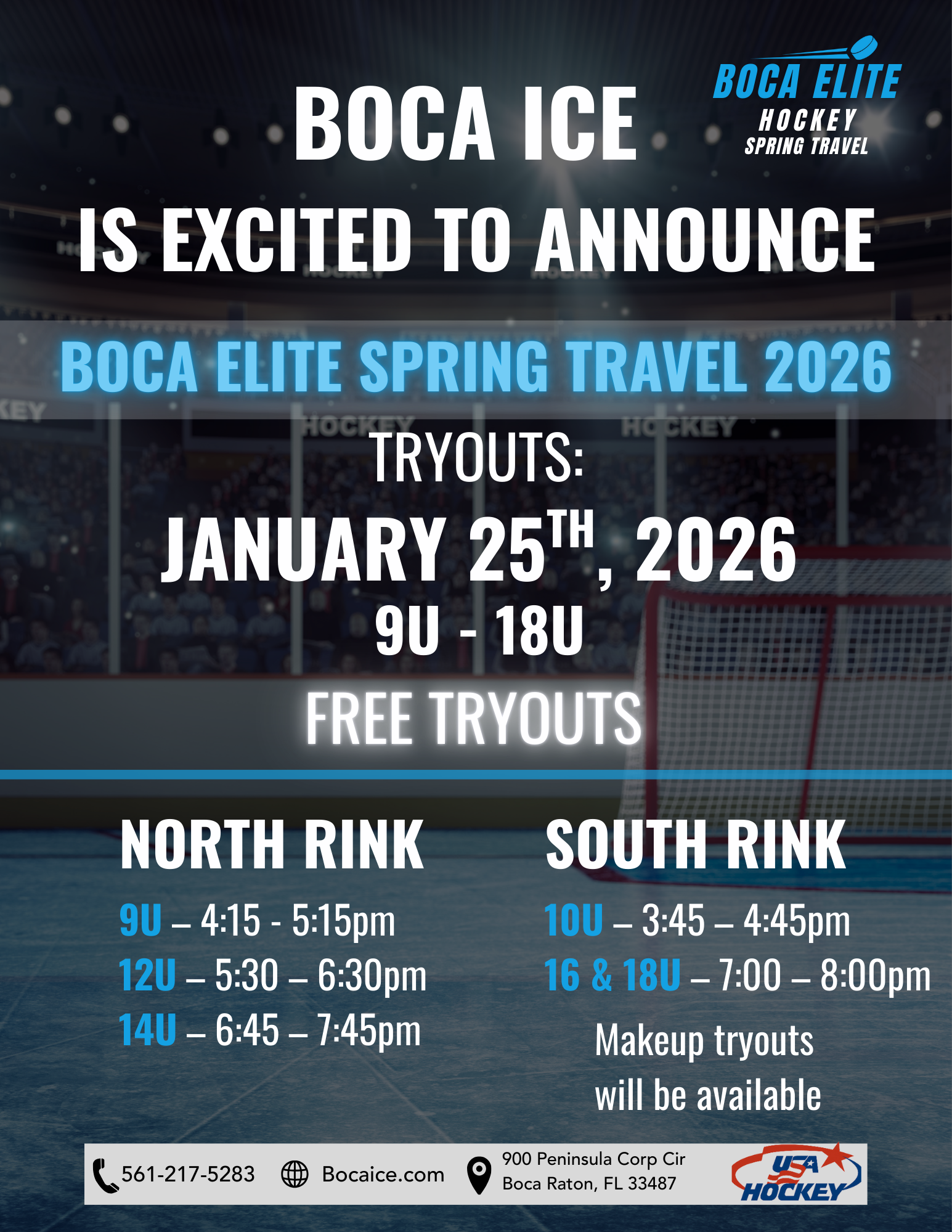 Boca Elite Travel Tryouts - Boca Ice - South Florida’s Newest Indoor ...
